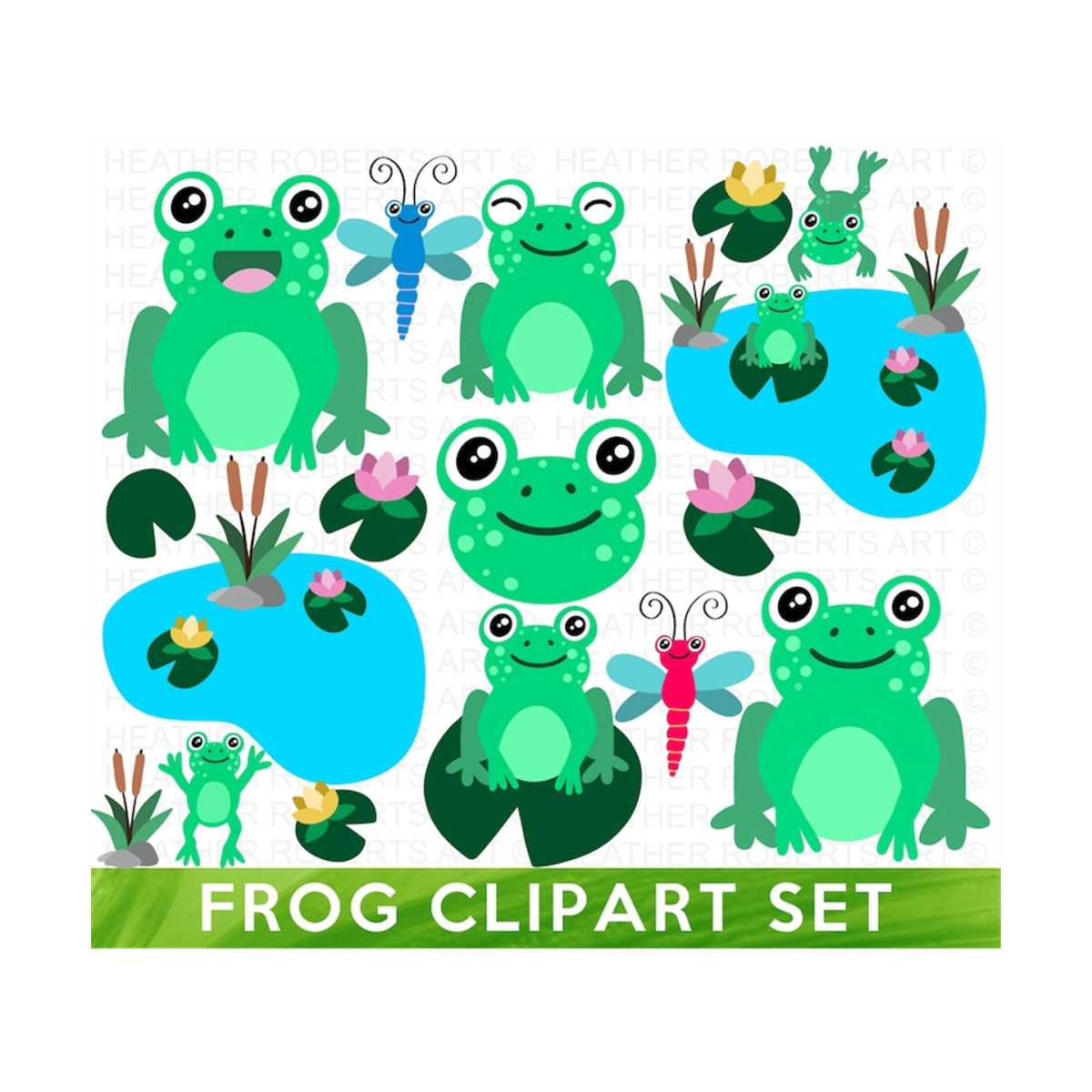 Frog Clipart Set, Frog PNG, Cute Frog PNG, Frog Theme Charac | Inspire ...