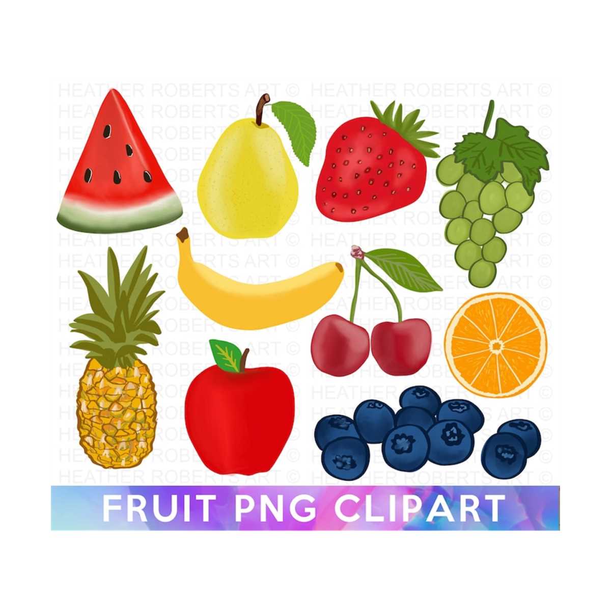 Fruit Clipart Set , Fruits PNG, Clipart Set of Strawberry, A | Inspire ...