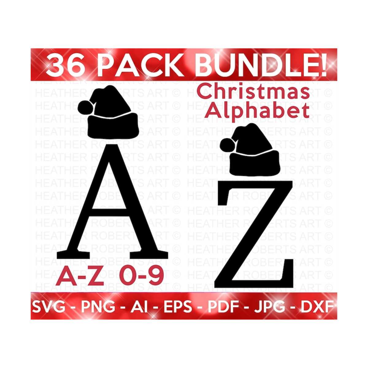 Christmas Alphabet and Numbers SVG, Christmas Monogram Alpha | Inspire ...