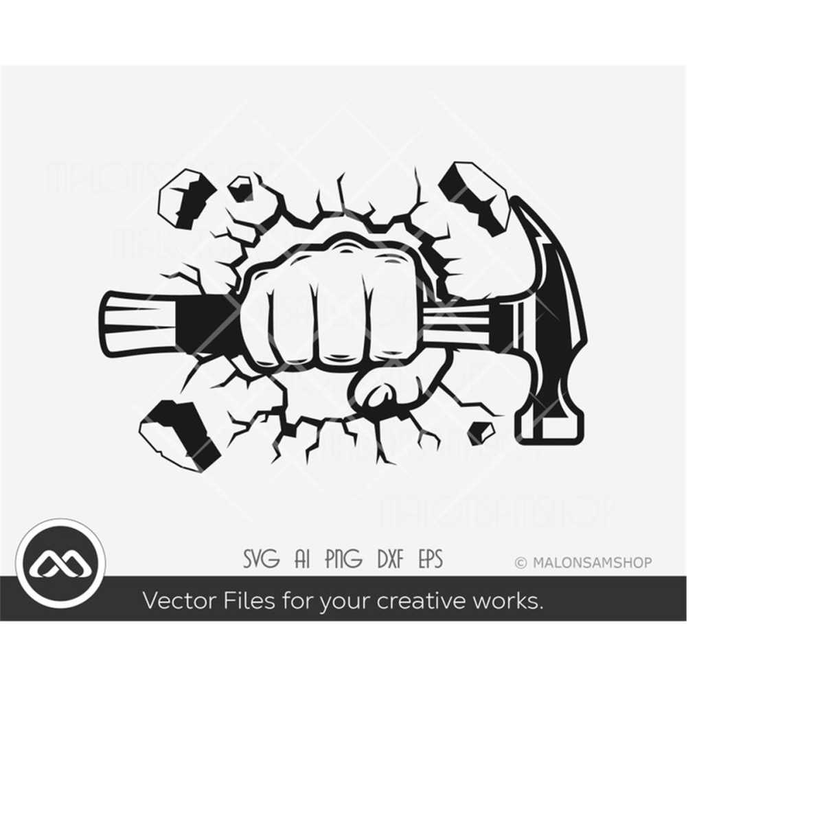Carpenter SVG Fist bump with Hammer - carpenter svg, builder - Inspire Uplift