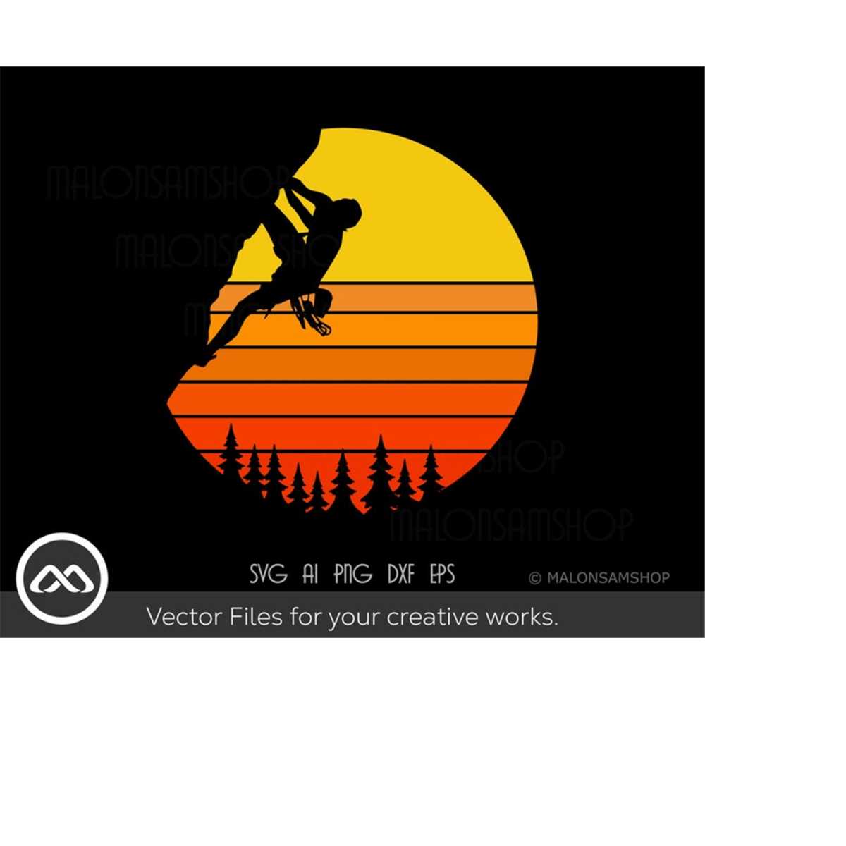Retro Rock Climbing SVG Man Climbing Sunset - climbing svg, | Inspire ...