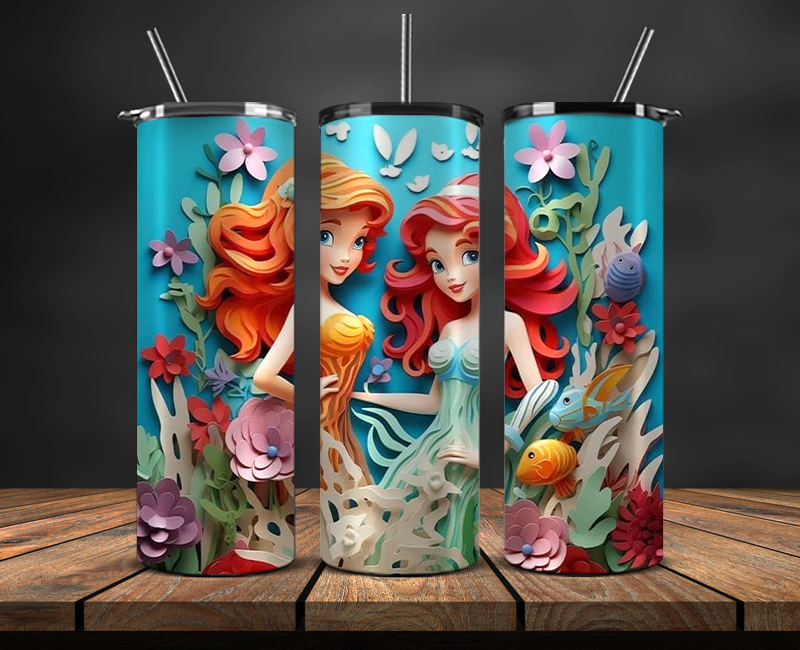 Princess Disney Tumbler Wrap, 3D Cartoon Tumbler Wrap, 20oz | Inspire ...