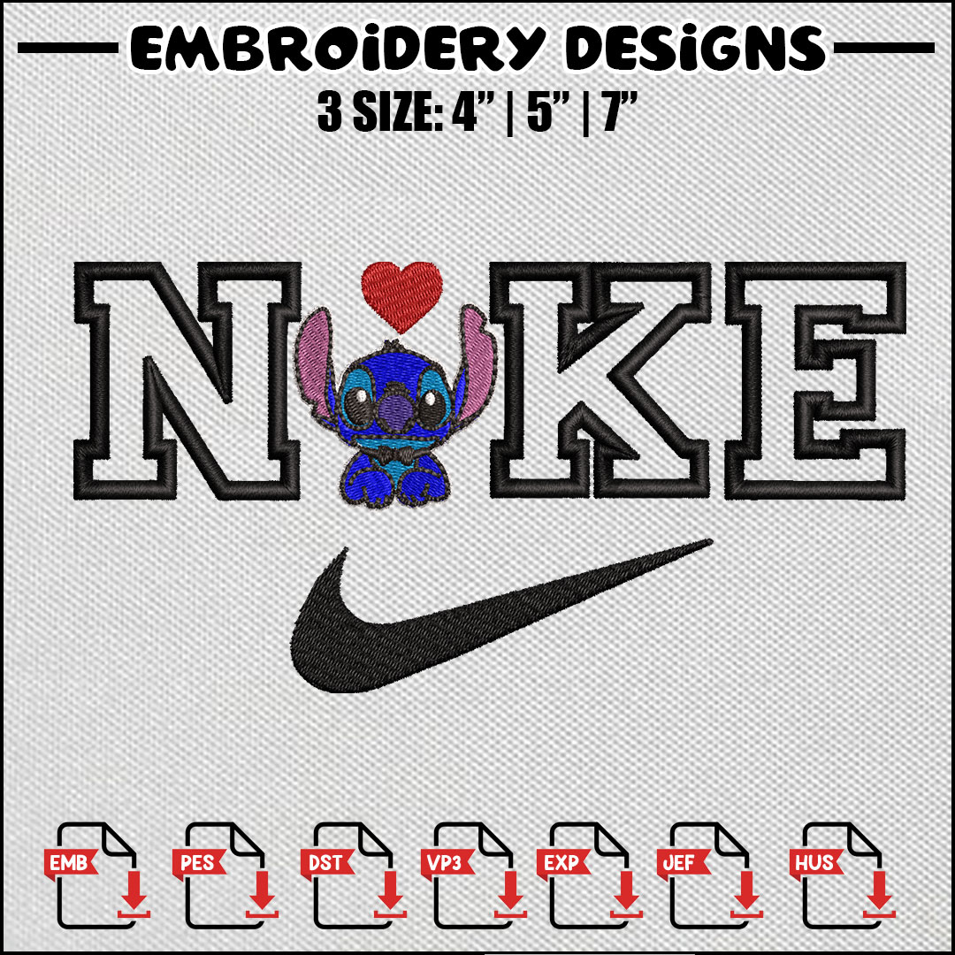 Stitch love nike embroidery design, Nike design, Embroidery | Inspire ...