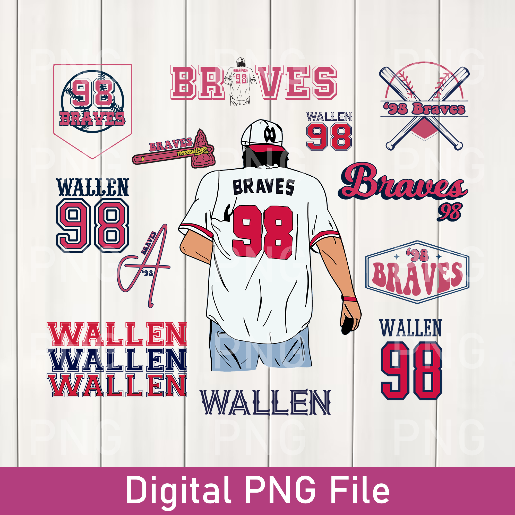 Retro Wallen 98 Braves PNG, Braves 98 Music PNG, Braves 98 D - Inspire ...