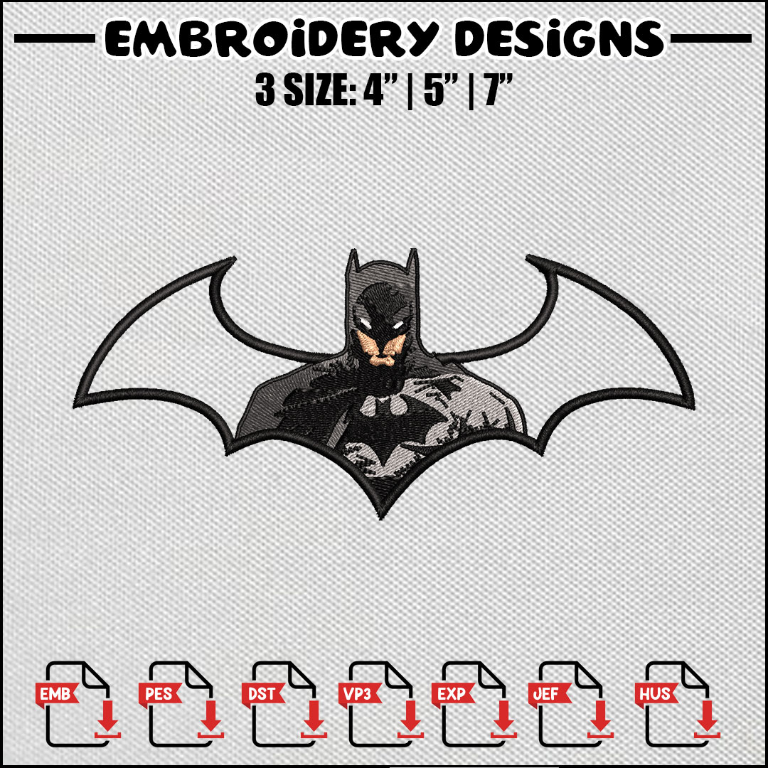 Batman logo embroidery design, Batman design, Embroidery fil | Inspire ...
