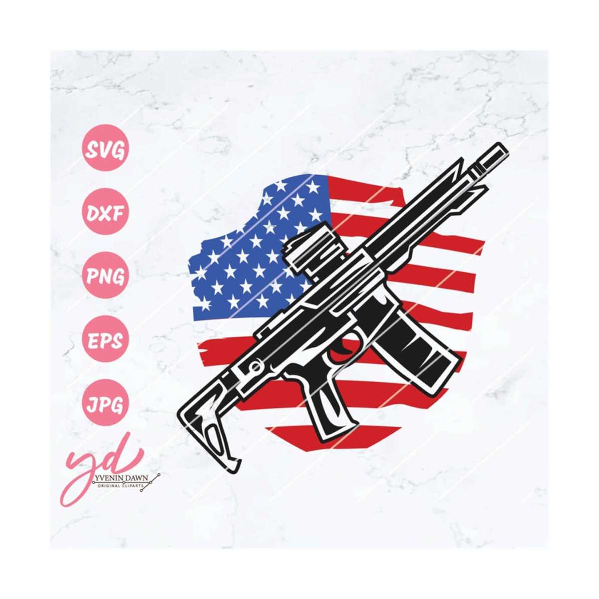 US Military Badge Gun Svg Png | US Military Rifle Svg | US V | Inspire ...