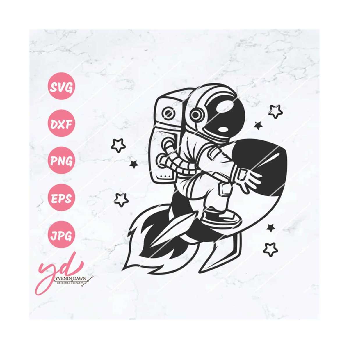 Cute Astronaut Riding a Spaceship Svg Png | Cute Astronaut S - Inspire ...