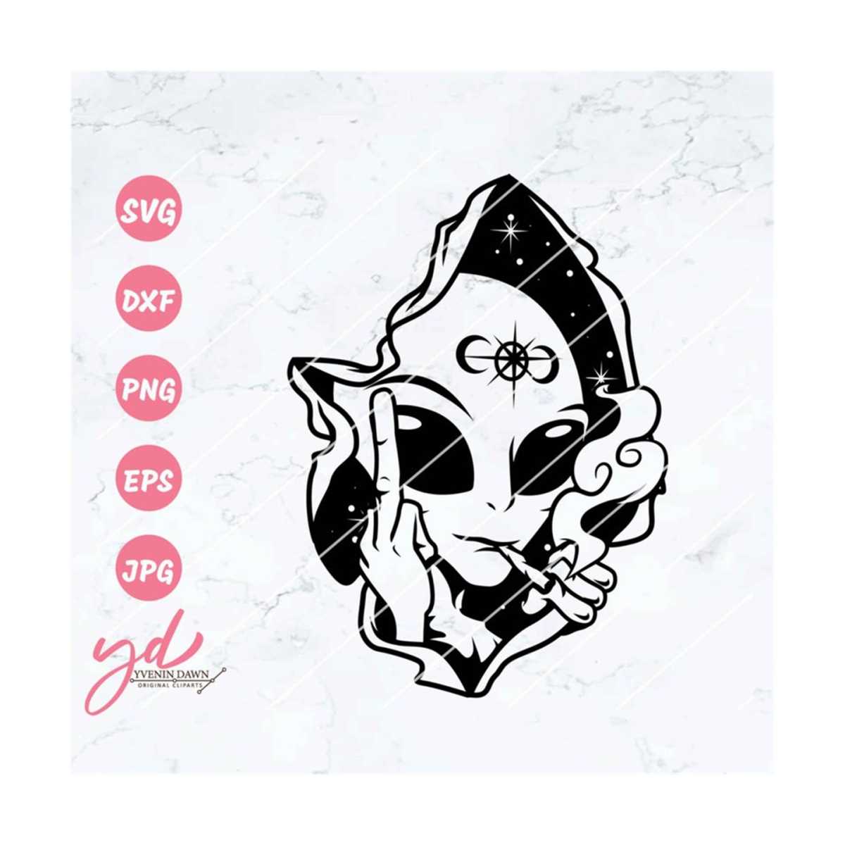 Alien Smoking Weed Svg | Middle Finger | Alien Smoking Joint | Inspire ...