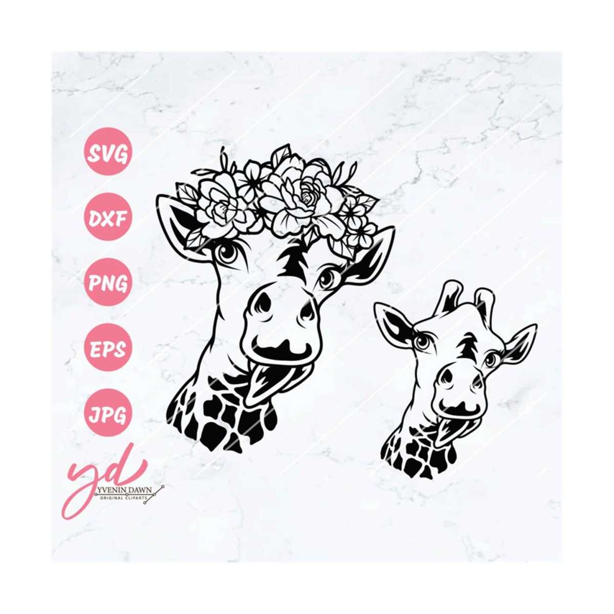 Giraffe Svg | Floral Giraffe Head Svg | Giraffe Face Svg | F | Inspire ...