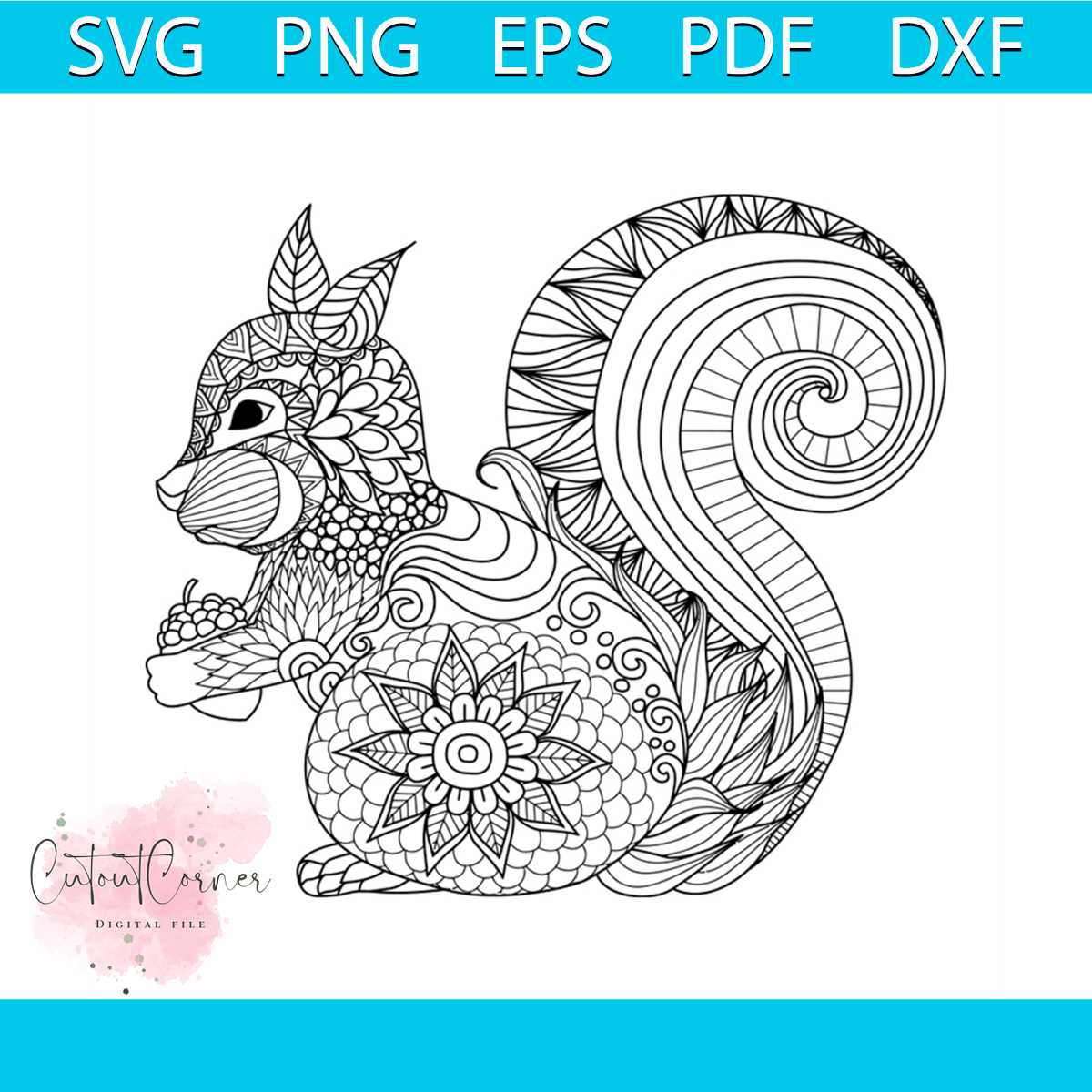 Squirrel Zentangle Pattern Animal Svg, Animal Svg | Inspire Uplift