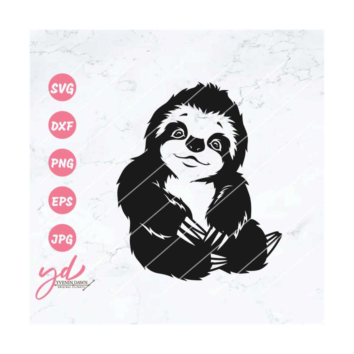 Cute Sloth Sitting Svg Png | Cute Sloth Svg | Sloth Svg | Ba | Inspire ...