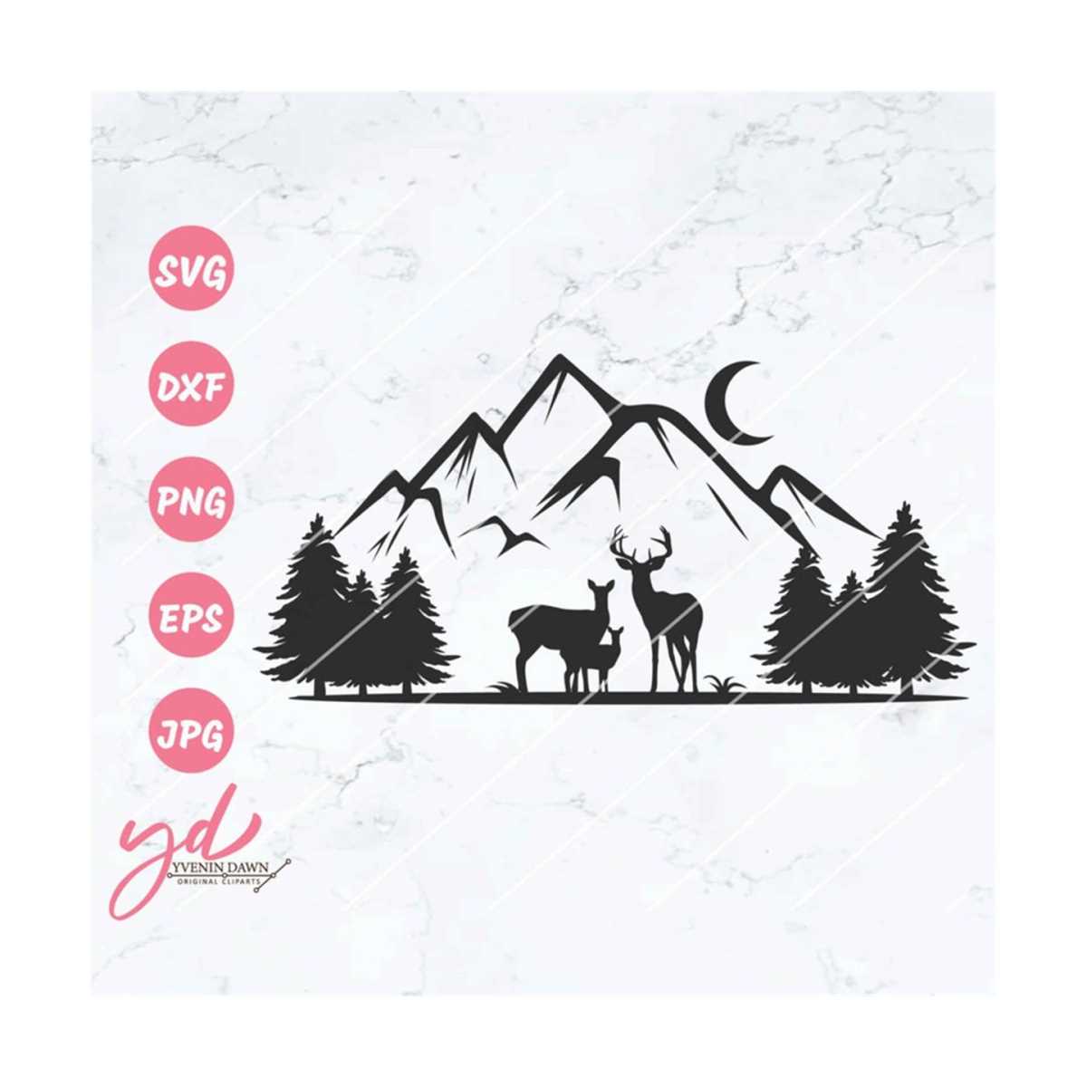 Deer Scene Svg Png | Outdoor Scene Svg | Deer Svg | Reindeer | Inspire ...
