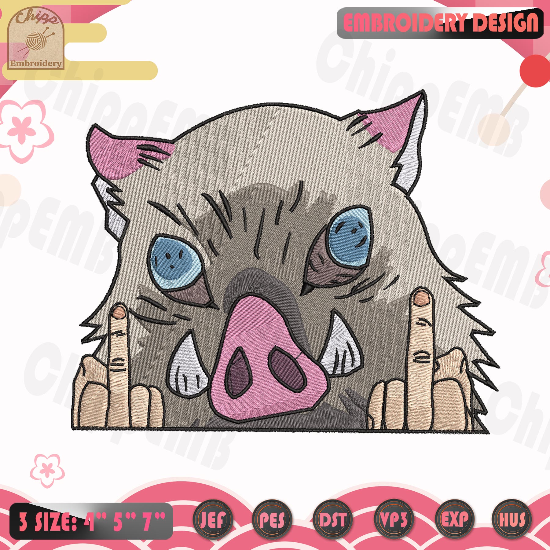 Demon Slayer Embroidery Design, Anime Embroidery Design, Mac | Inspire ...