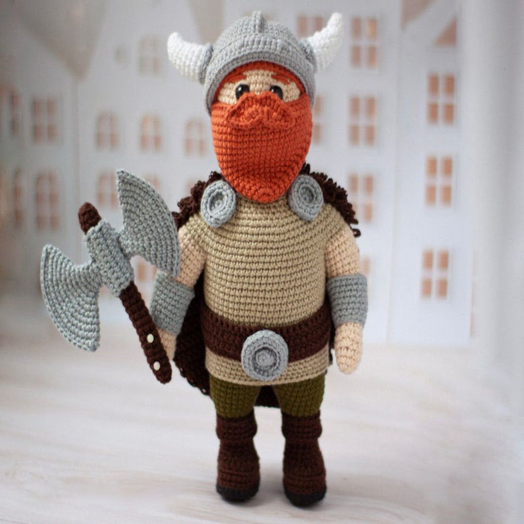 Crochet patterns amigurumi stuffed Viking with axe PDF / Ins - Inspire ...