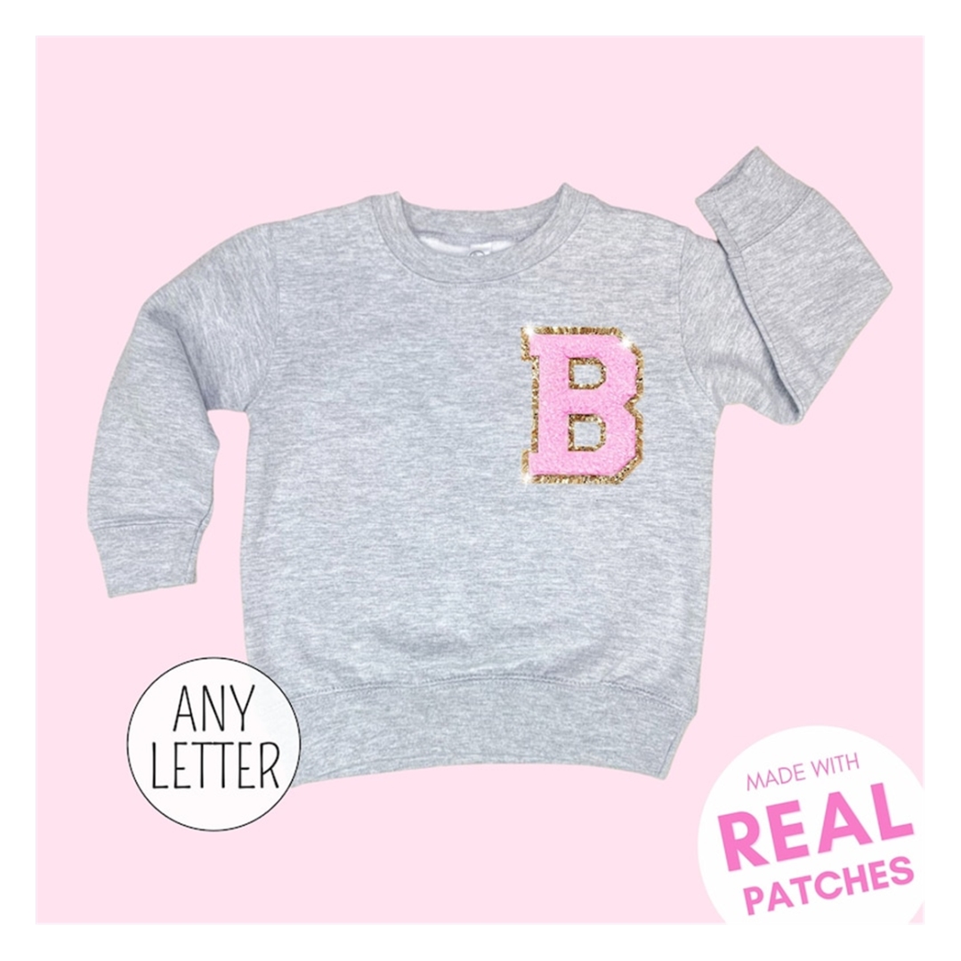 Chenille Patch Sweatshirt, Embroidered Crewneck Toddler Girl | Inspire ...