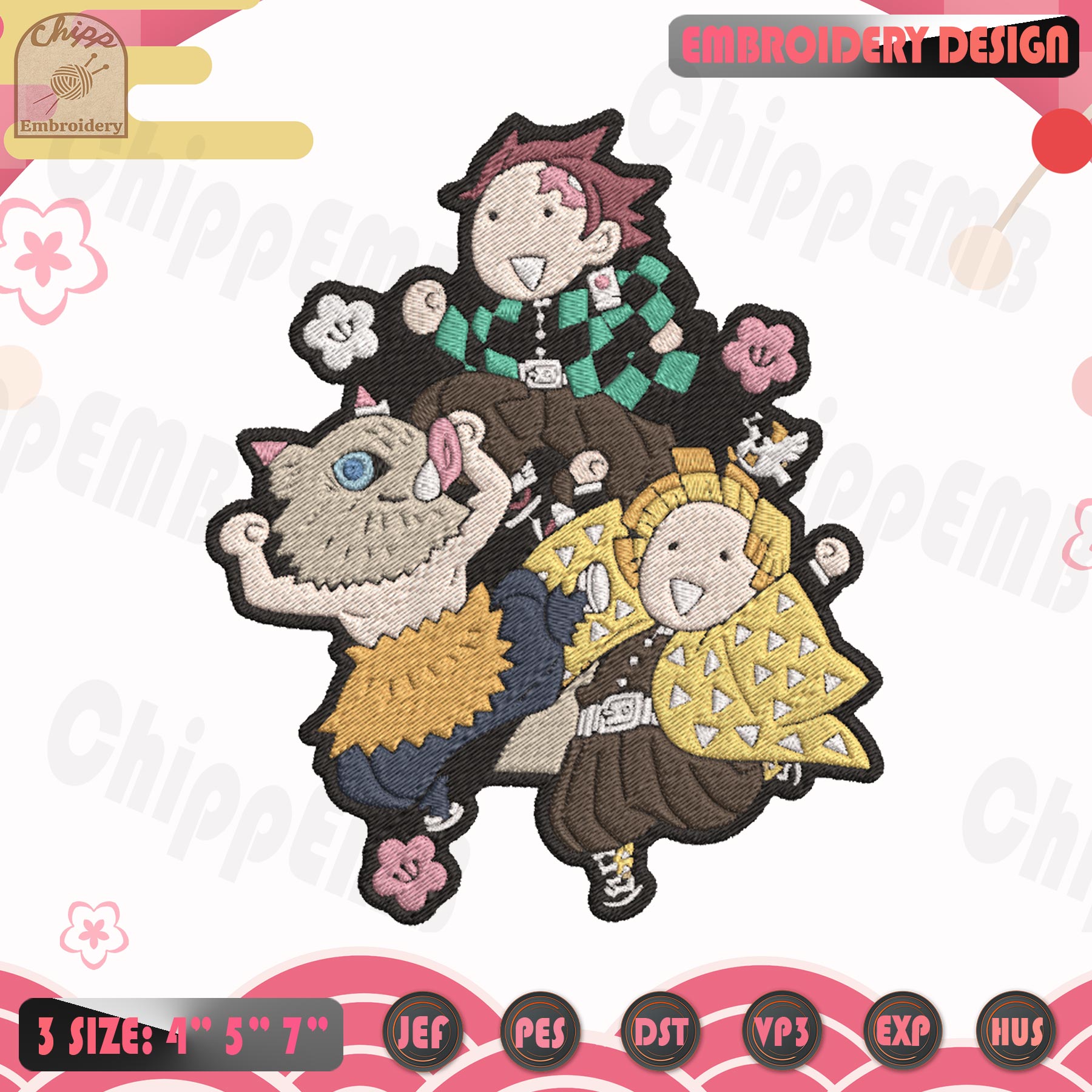 Demon Slayer Embroidery Design, Anime Embroidery Design, Mac - Inspire ...