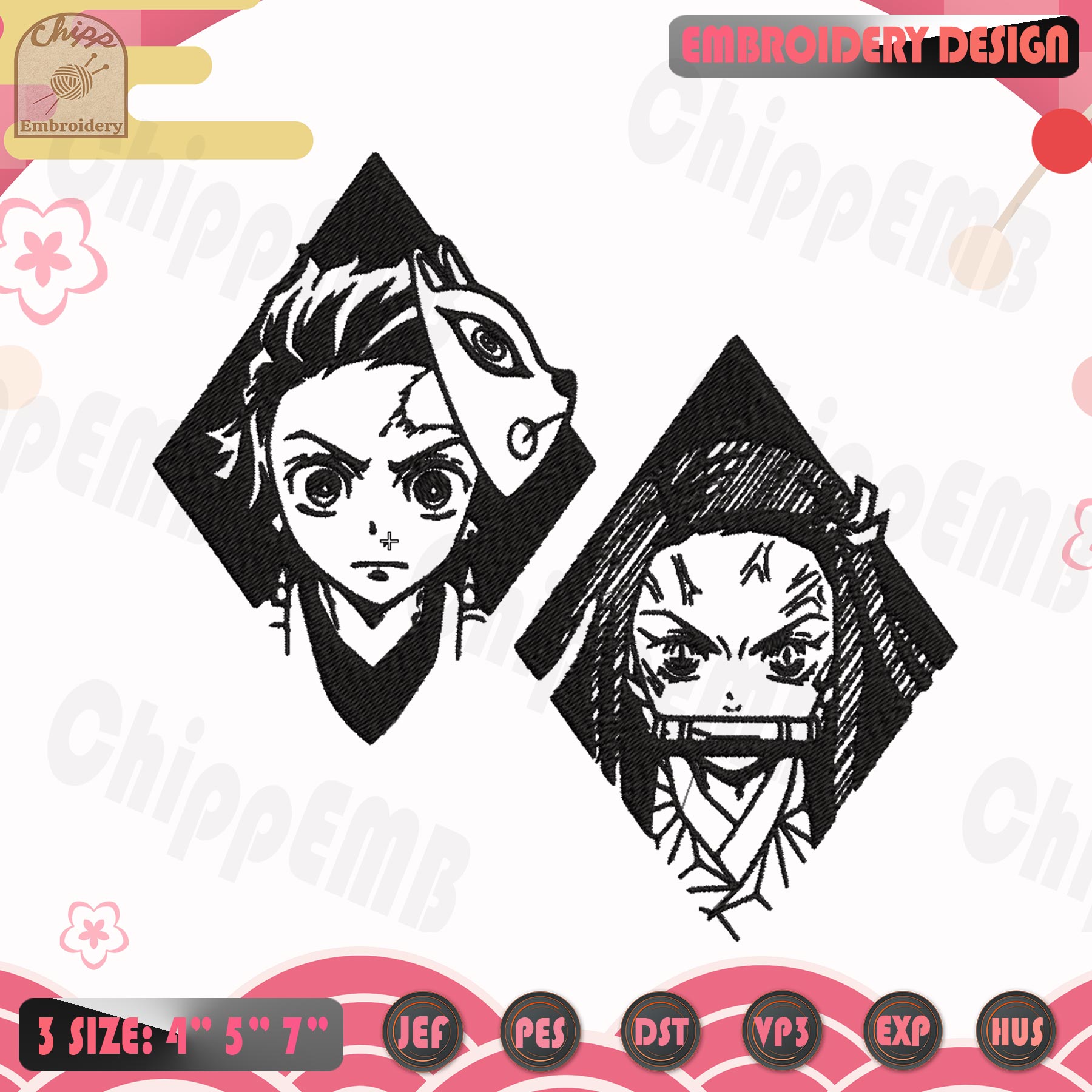 Demon Slayer Embroidery Design, Anime Embroidery Design, Mac | Inspire ...