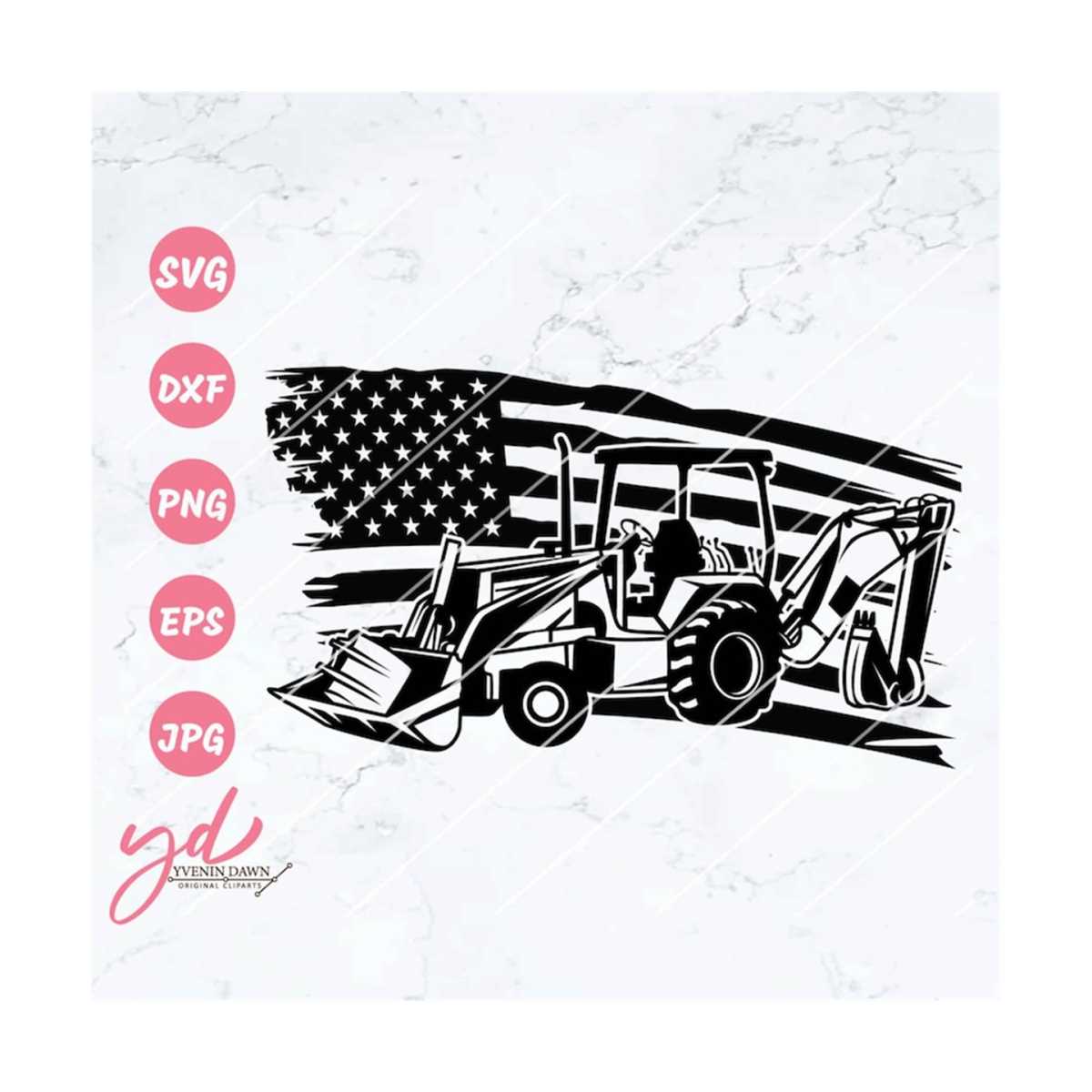 US Backhoe Loader Svg | US Excavator Svg | Construction Svg | Inspire ...