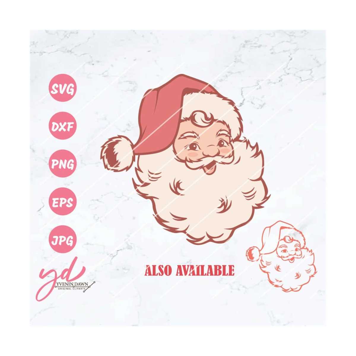 Retro Santa Svg Png | Santa Claus Svg | Cute Santa Face Svg | Inspire ...