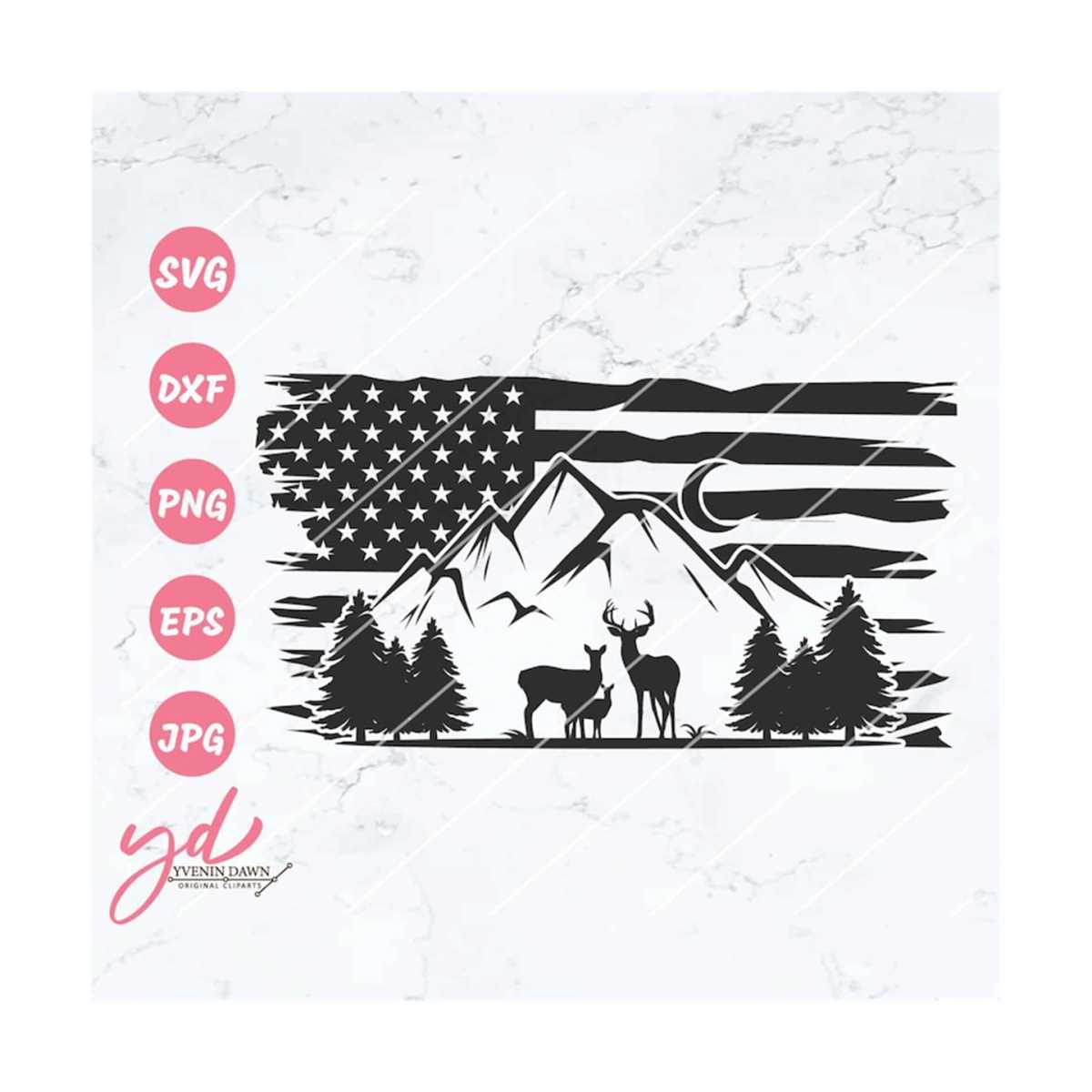 US Deer Scene Svg Png | US Outdoor Scene Svg | Deer Svg | Re | Inspire ...