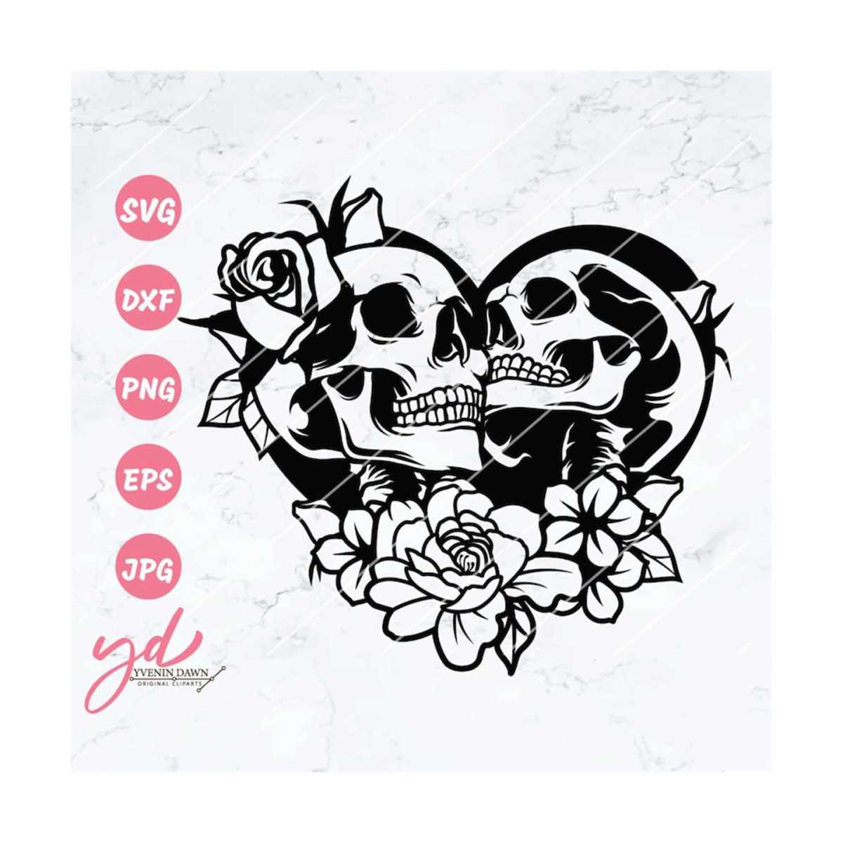 Skull Lovers SVG File | Skeleton Svg | Skull Lover Kiss Svg | Inspire ...
