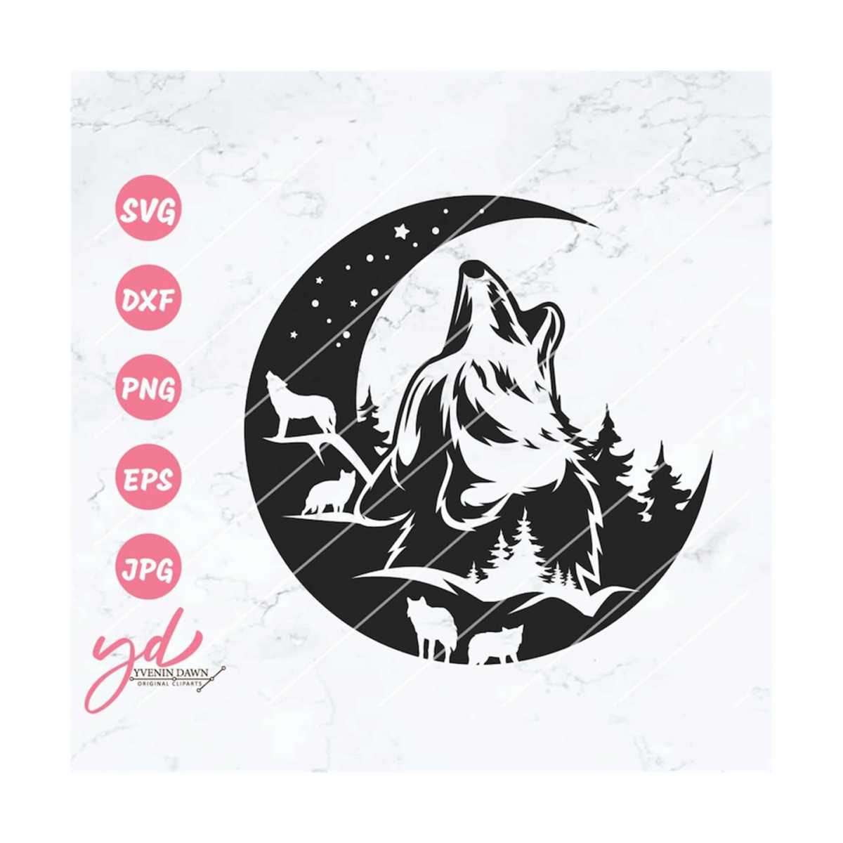 Howling Wolf Scene Svg Png | Wolf Svg | Wolf Pack Svg | Outd - Inspire ...