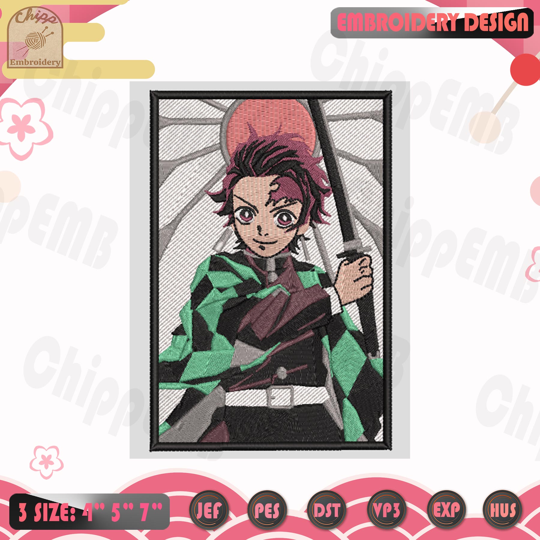 Demon Slayer Embroidery Design, Anime Embroidery Design, Mac | Inspire ...