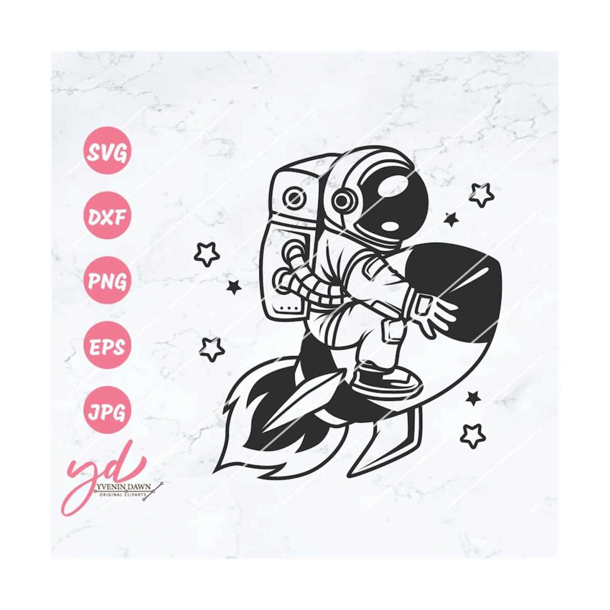 Cute Astronaut Riding a Spaceship Svg Png | Cute Astronaut S | Inspire ...