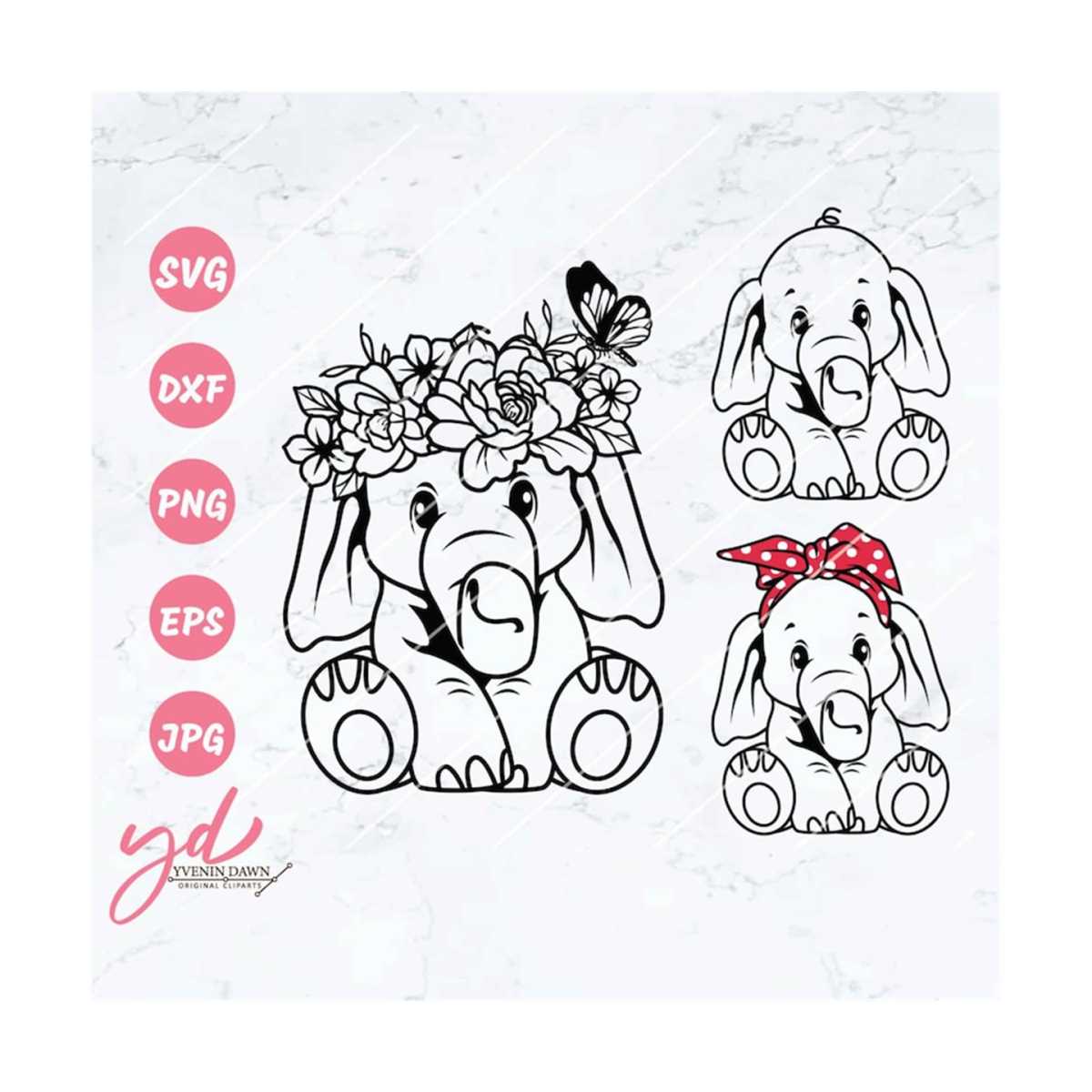 Baby Elephant Svg | Elephant Svg | Cute Svg | Floral Elephan | Inspire ...