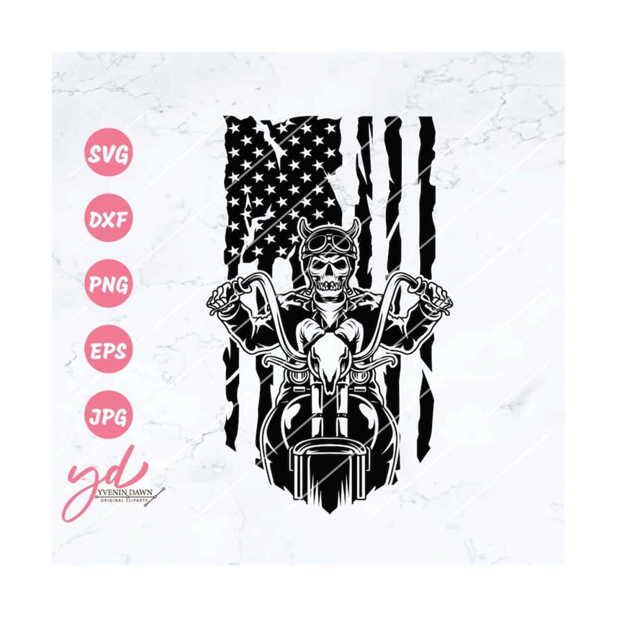 USA Biker Skull Svg File | Skeleton Rider | Skeleton Biker | | Inspire ...
