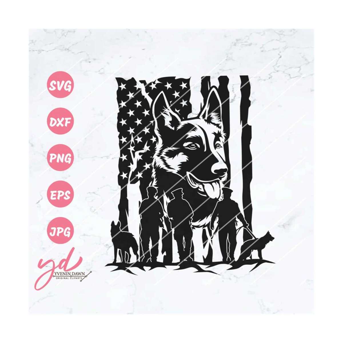Patriotic Svg | Patriotic German Shepherd Svg | Police Dog S | Inspire ...