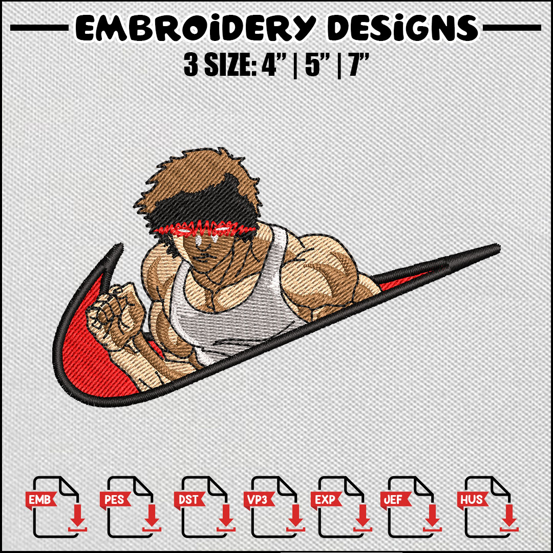 Baki swoosh embroidery design, Baki embroidery, Nike design, - Inspire ...
