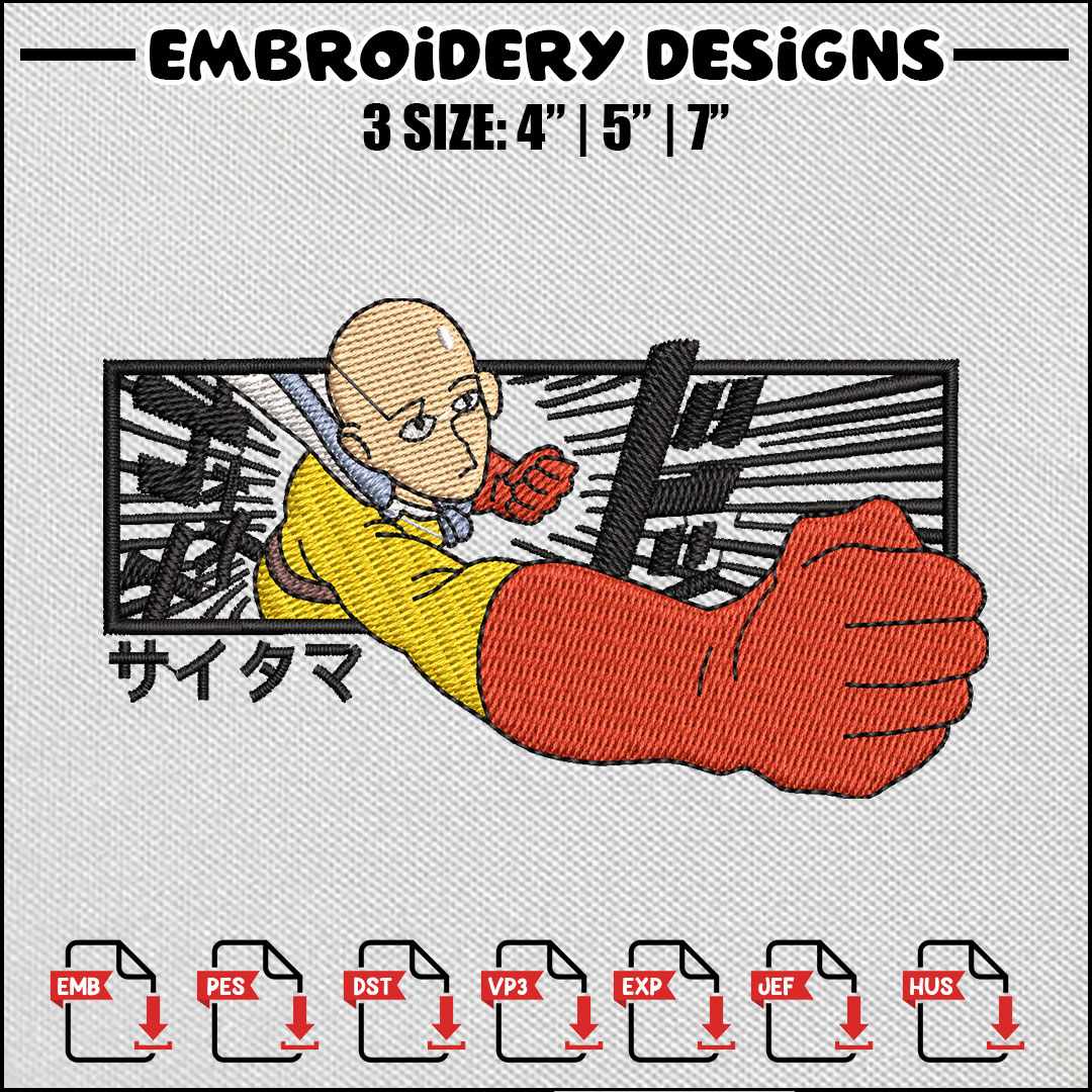 Saitama embroidery design, One punch man embroidery, Anime d - Inspire ...