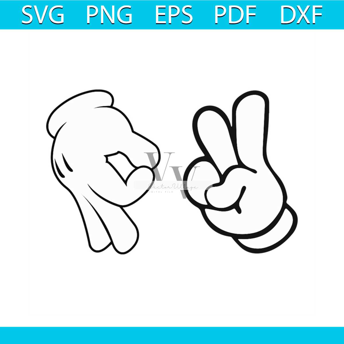 Gottem Mickey Mouse Hands Peace Sign svg, Disney Svg, Mickey | Inspire ...