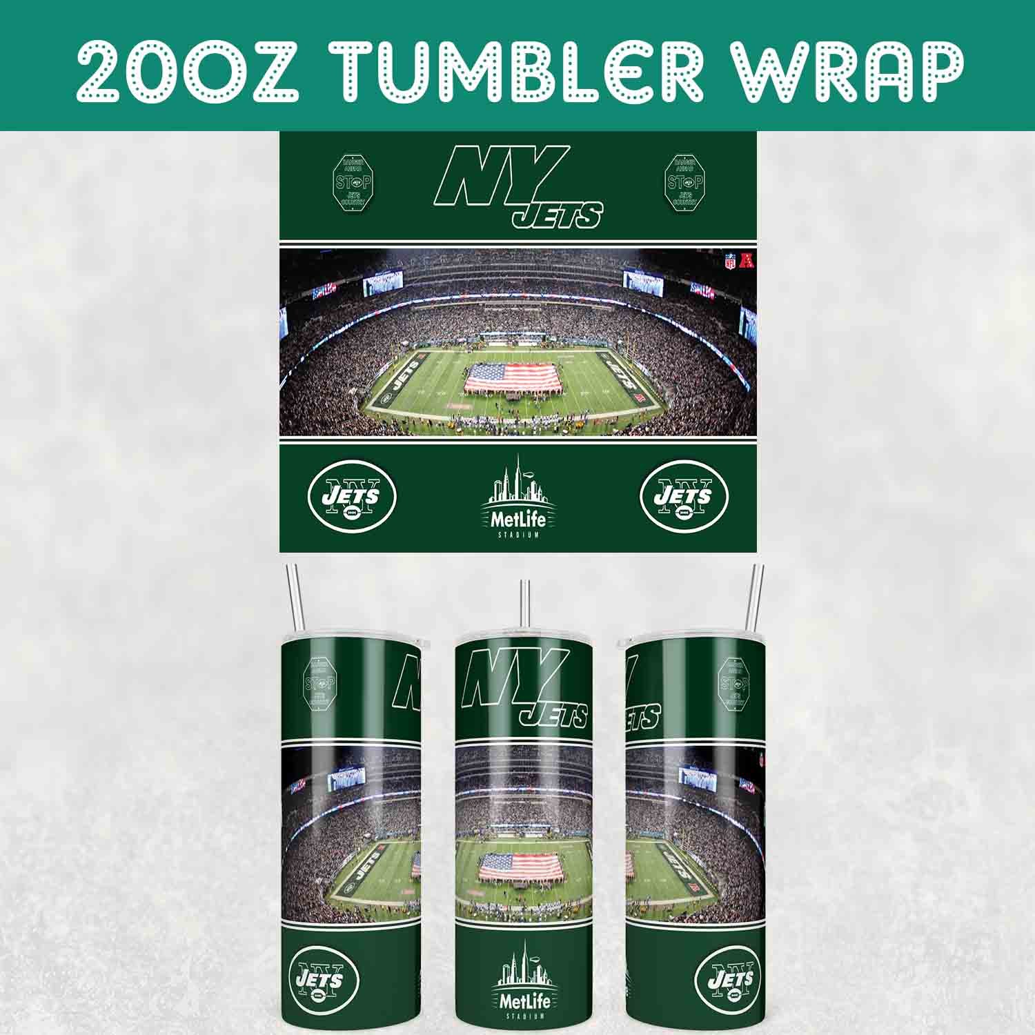 Jets Stadiums Tumbler Wrap, New York Jets Stadiums Tumbler W | Inspire ...