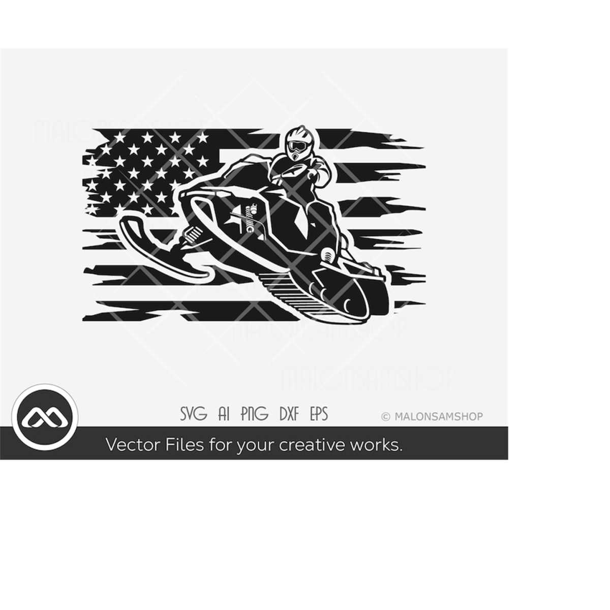 Snowmobile SVG US flag 1 - snowmobile svg, winter sports svg | Inspire ...