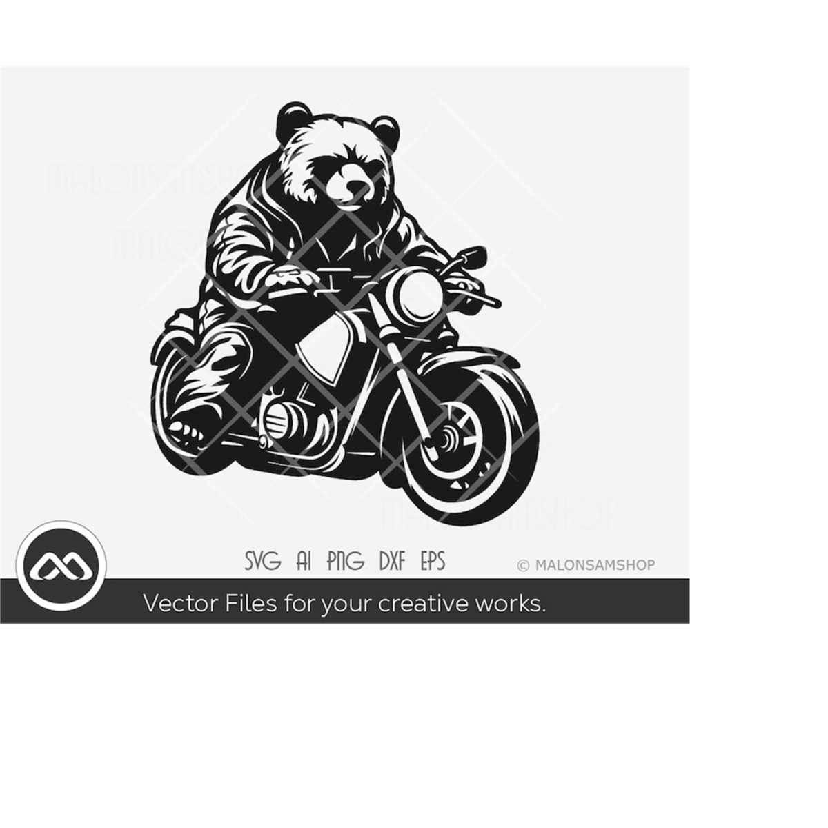 Bear Riding SVG bear on motorcycle - Bear svg, bear png, cut | Inspire ...