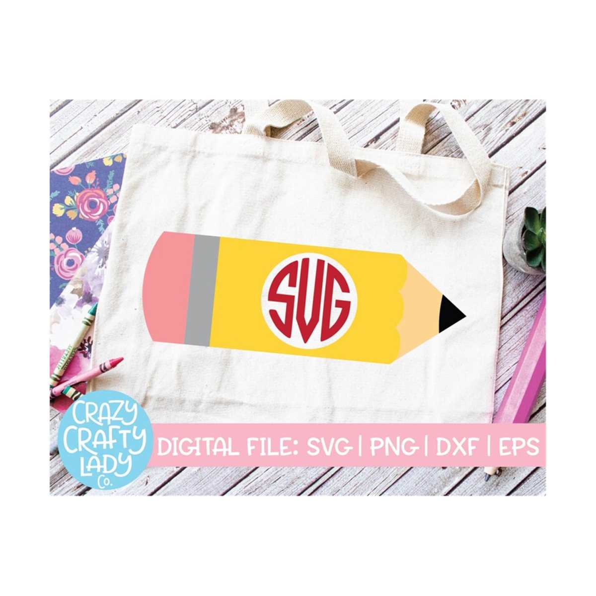 Pencil Monogram Frame SVG, Back to School Cut File, Kids' 1s | Inspire ...