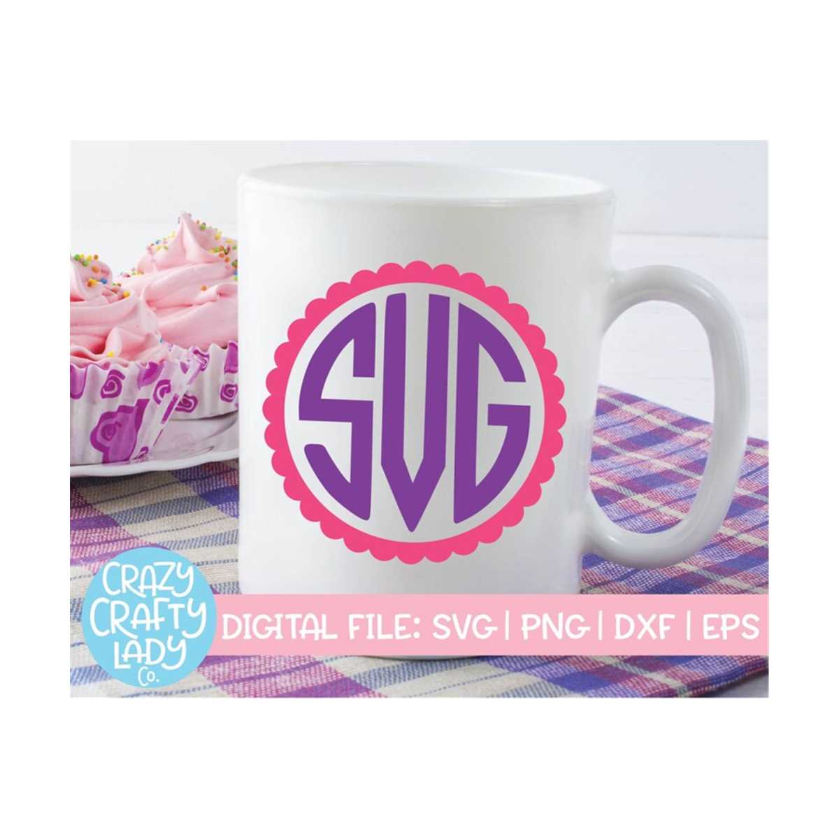 Scalloped Monogram Frame SVG, Initials Cut File, Round Borde | Inspire ...