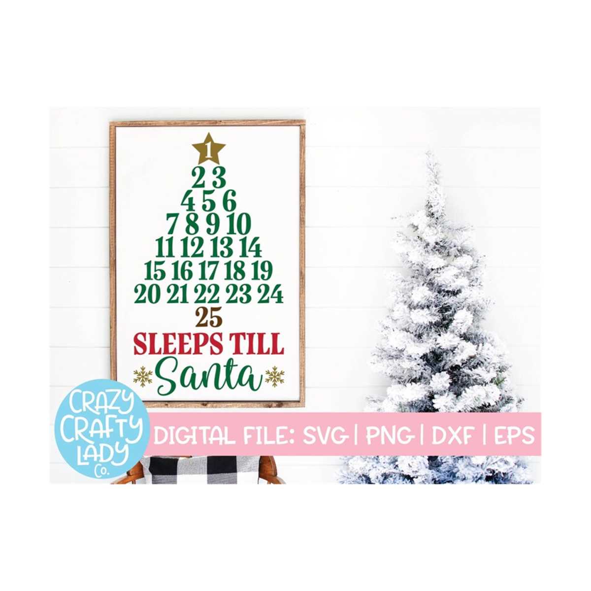 Sleeps Till Santa Advent Calendar SVG, Holiday Cut File, Chr | Inspire ...