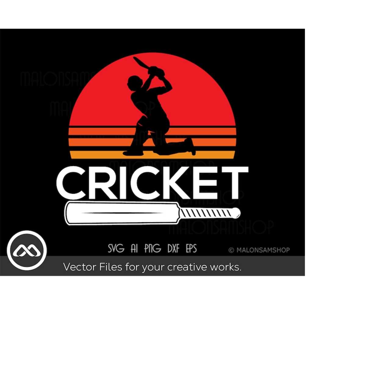 Retro Cricket SVG Sunset - cricket svg, sports svg, silhouet | Inspire ...