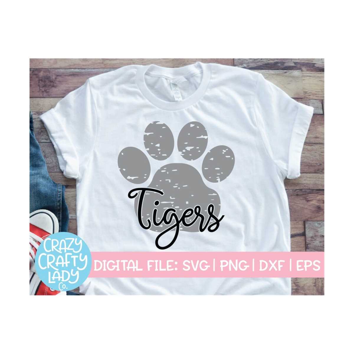Grunge Tigers Paw Print SVG, Football Cut File, Sports Quote | Inspire Uplift
