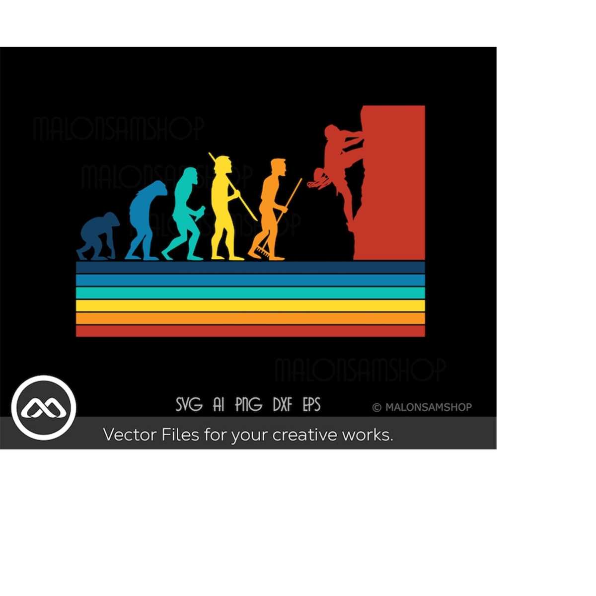Retro Rock Climbing SVG Evolution - climbing svg, hiking svg - Inspire ...