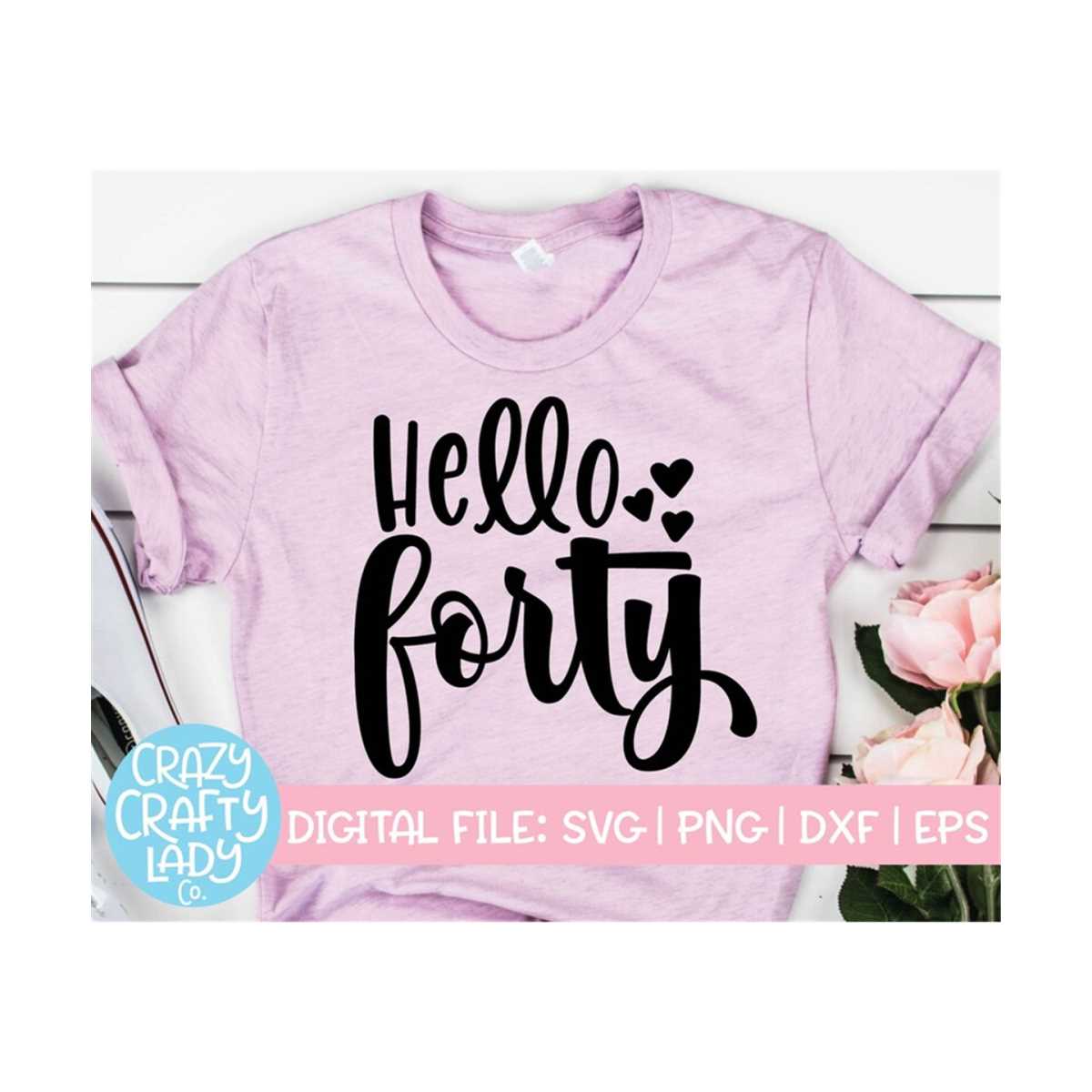 Hello Forty SVG, 40th Birthday Cut File, Women's Shirt Desig | Inspire ...