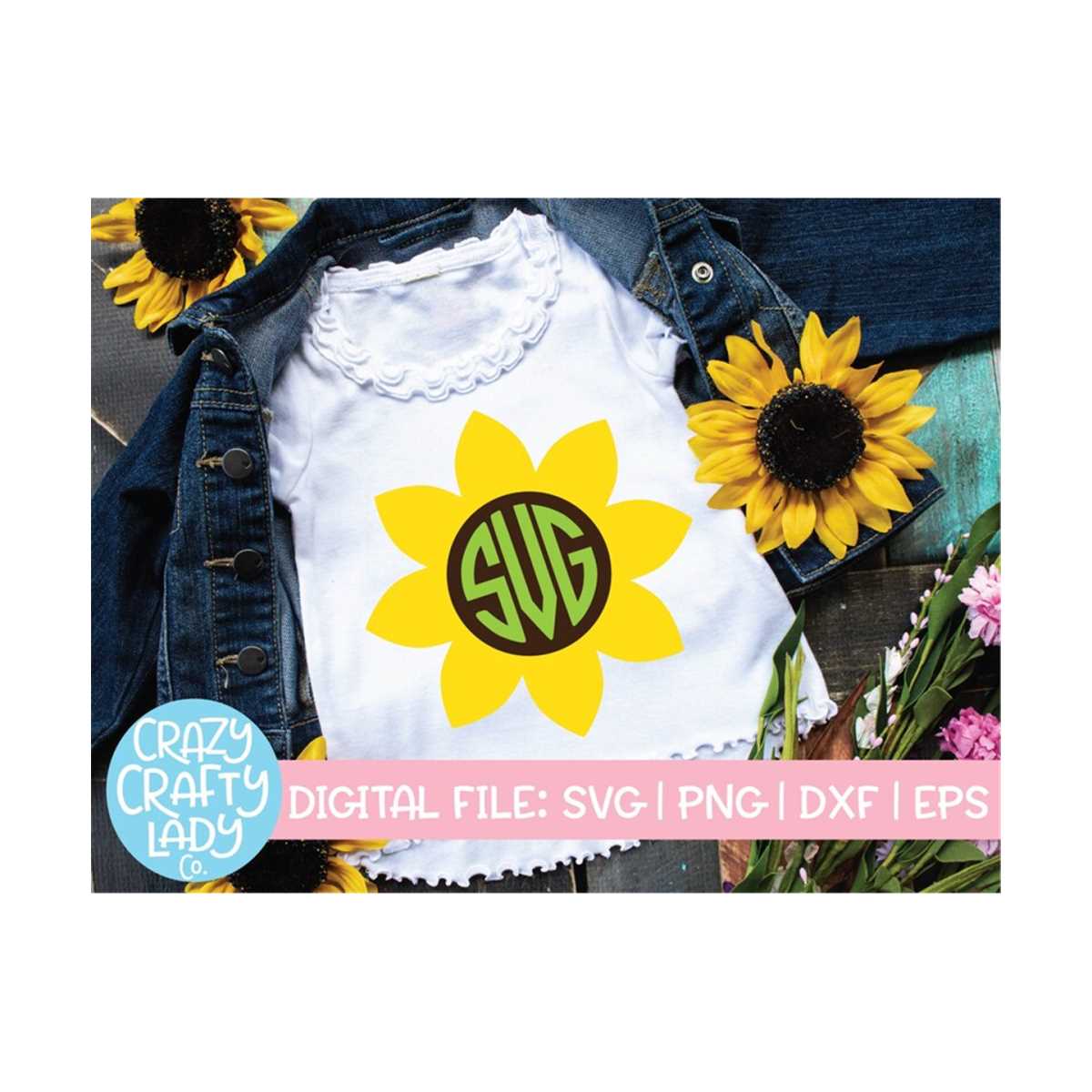 Sunflower Monogram Frame SVG, Cute Fall Cut File, Girl Flowe | Inspire ...