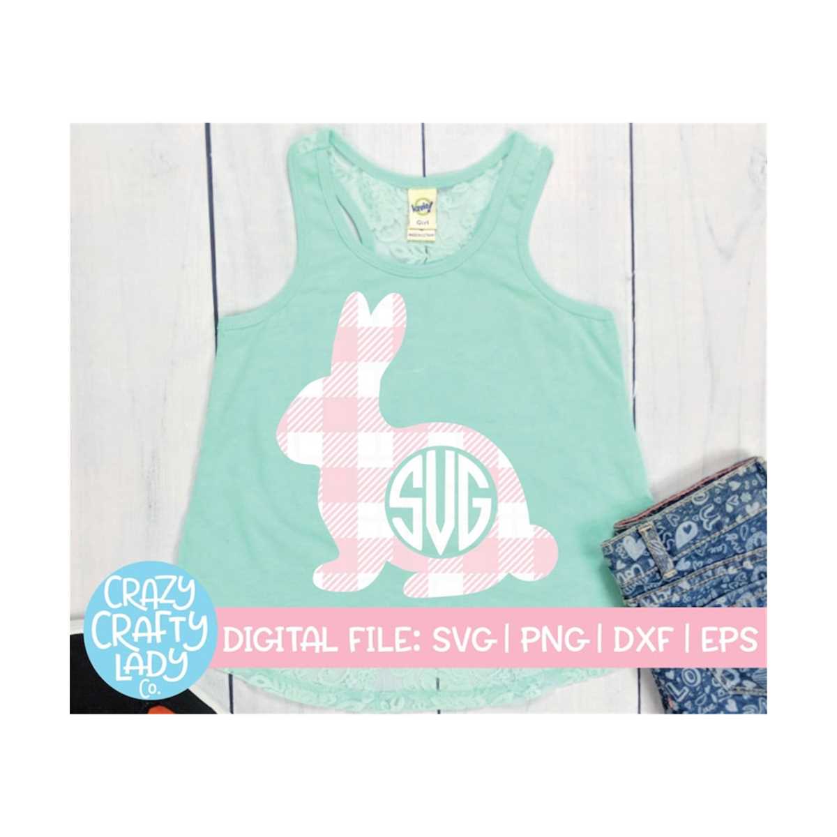 Gingham Bunny Monogram Frame SVG, Easter Cut File, Rabbit De | Inspire ...