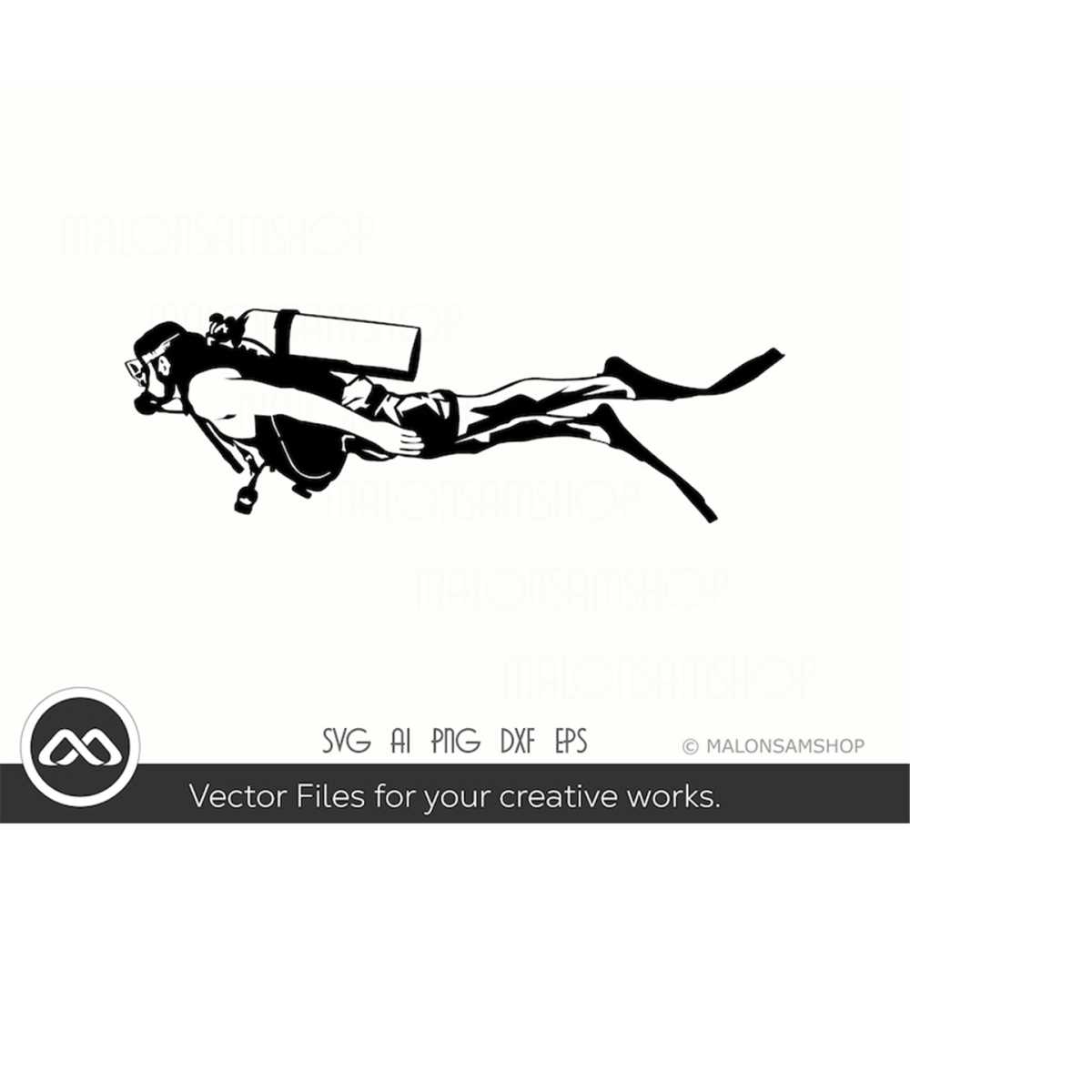 Scuba SVG Silhouette - scuba diving svg, scuba diver svg, sw - Inspire ...