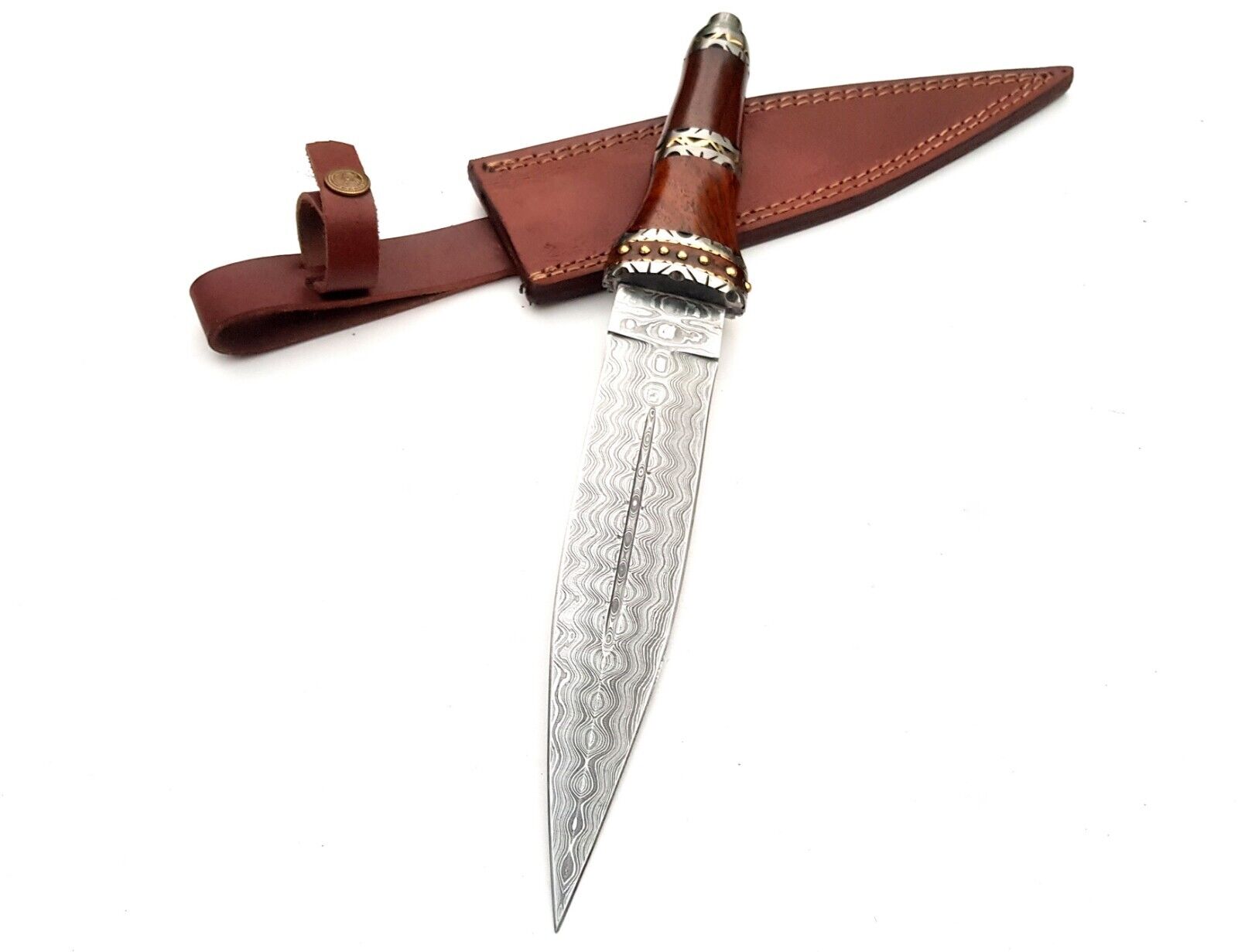 Hand Forged Damascus Steel Hunting Dagger Knife Rose Wood Fa | Inspire ...