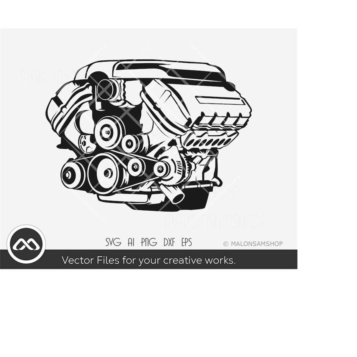 Truck Engine SVG Illustration - Car engine svg, engine png, | Inspire ...