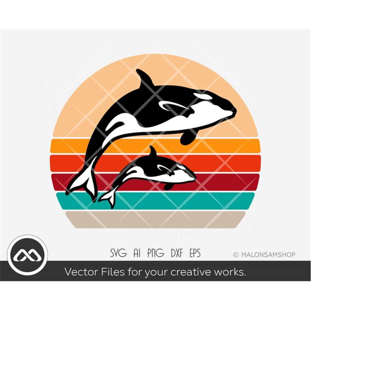 Retro Orcas SVG, orca svg, whale svg, orca clipart, files fo | Inspire ...